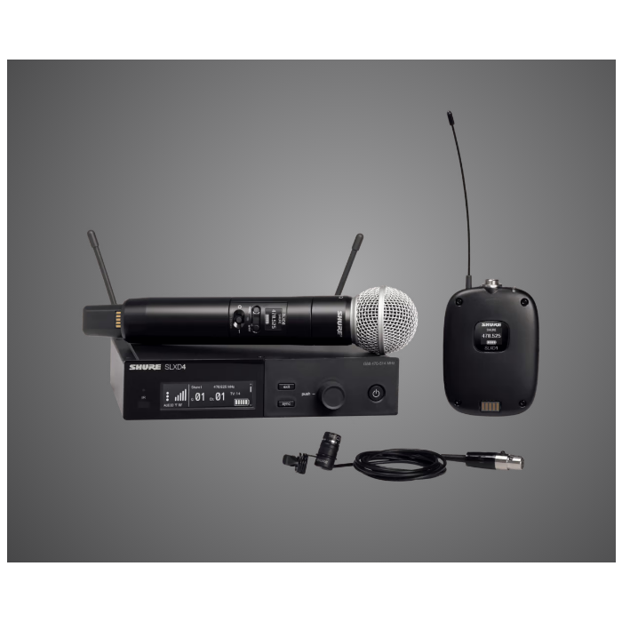 Shure SLXD124/85-H55 Wireless System with SLXD2/58 Handheld SLXD1 Bodypack and WL185 Mic. H55 Band